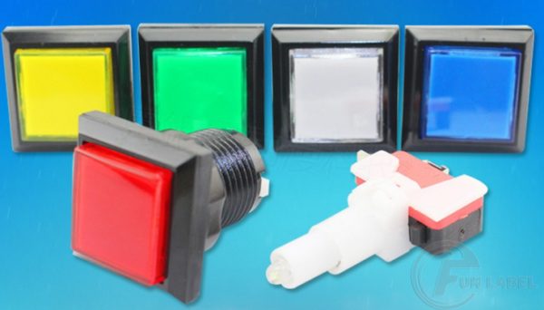 Arcade Square Shape Led Illuminated Push Button With Micro Switch | FunLabel-Amusement Machine Games